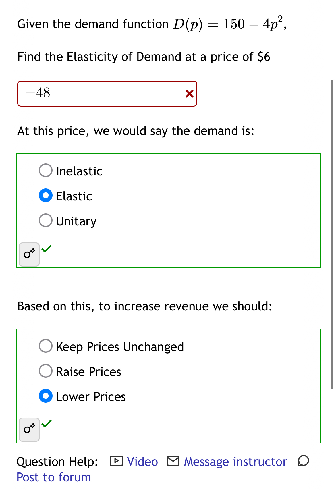 Solved Given the demand function D(p)=150-4p2,Find the | Chegg.com