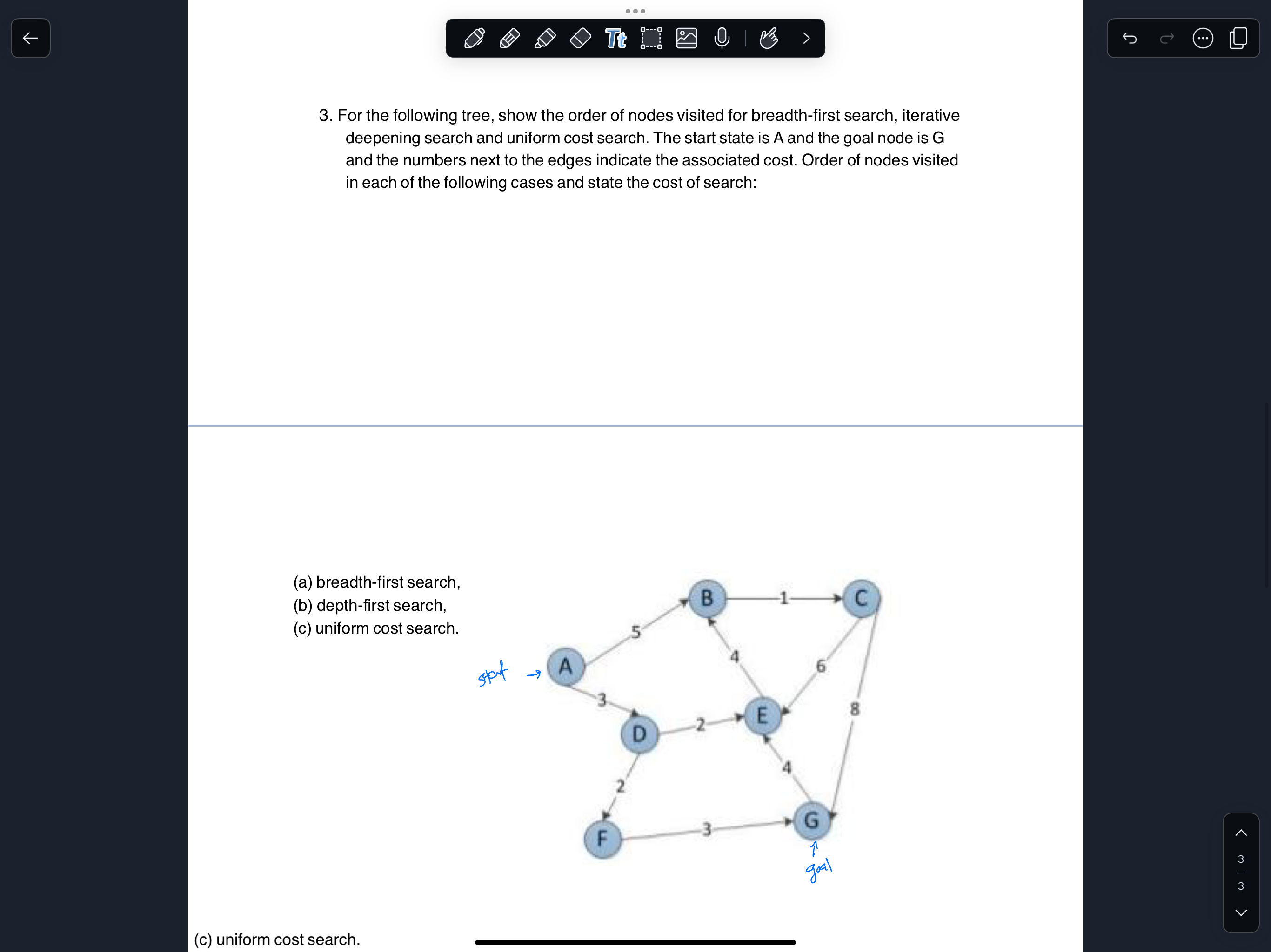 Solved For the following tree, show the order of nodes | Chegg.com