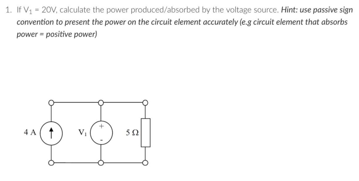 Solved 1. If \\( \\mathrm{V}_{1}=20 \\mathrm{~V} \\), | Chegg.com Solved 1. If \\( \\mathrm{V}_{1}=20 \\mathrm{~V} \\), | Chegg.com