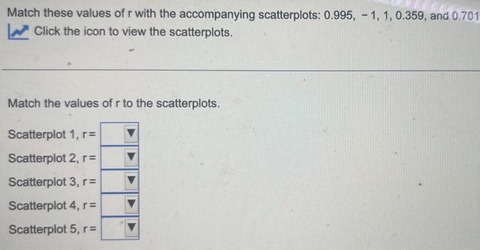 Solved Match these values of r with the accompanying | Chegg.com