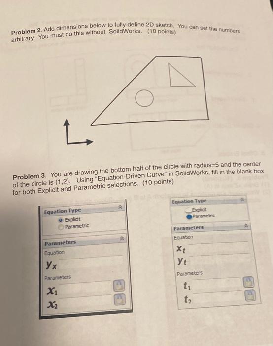 Solved Problem 2 Add Dimensions Below To Fully Define 2D Chegg