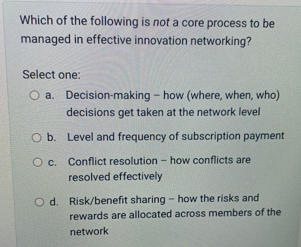 Which of the following is not a core process to be | Chegg.com