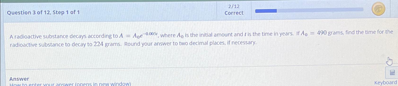 Solved Question 3 ﻿of 12 , ﻿Step 1 ﻿of 1212CorrectA | Chegg.com