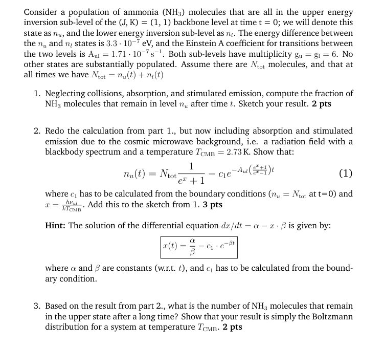 Solved Consider a population of ammonia (NH3) ﻿molecules | Chegg.com