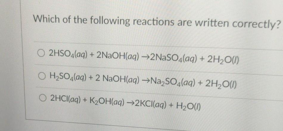 Solved Which of the following reactions are written | Chegg.com