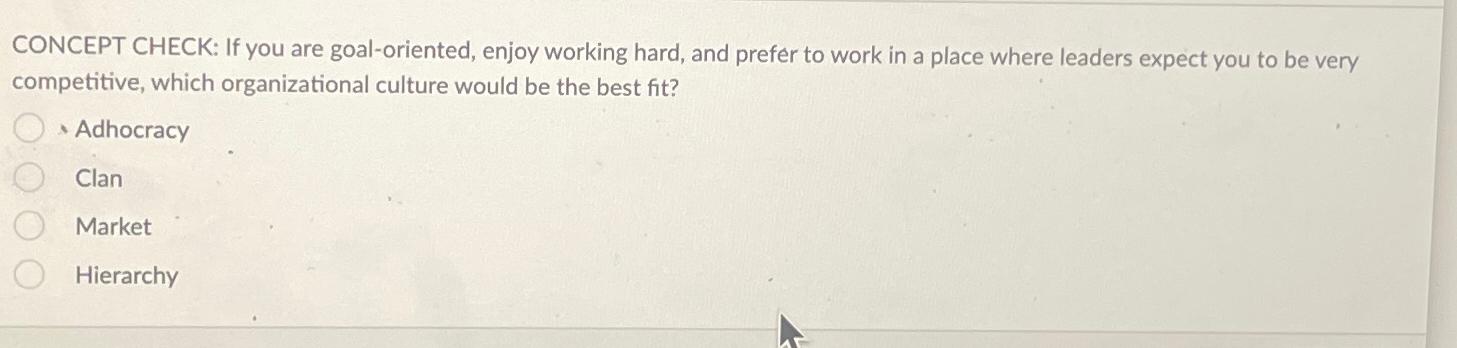 Solved CONCEPT CHECK: If you are goal-oriented, enjoy | Chegg.com