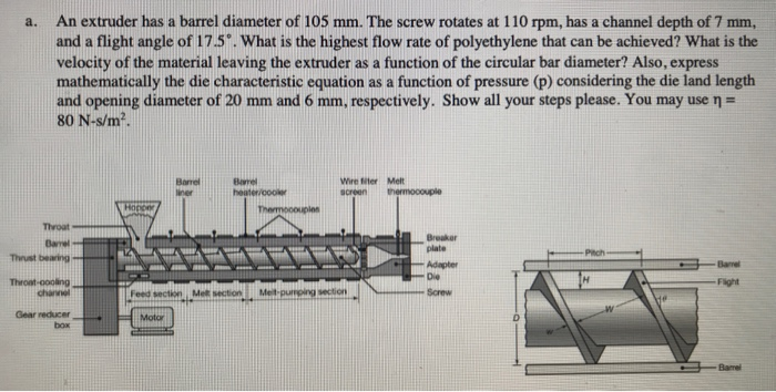 Solved b.The extruder in part (a)has a pumping section that | Chegg.com