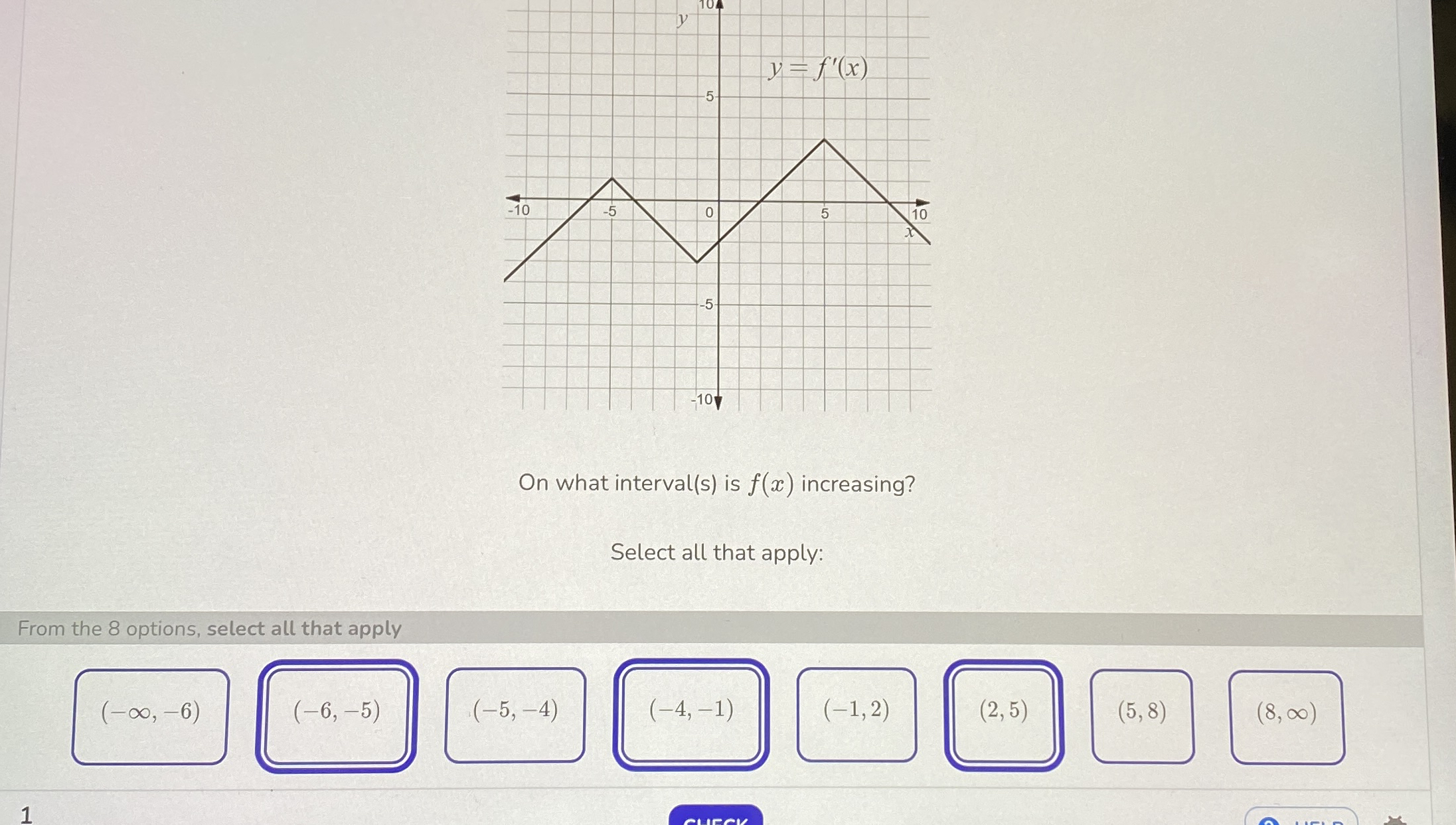 Solved by an EXPERT On what interval(s) ﻿is f(x) ﻿increasing?Select all | Chegg.com