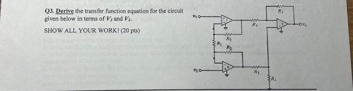 Solved Q3. Derive the transfer function equation for the | Chegg.com