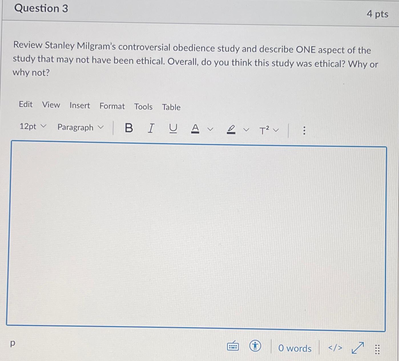 Solved Question 34 ﻿ptsReview Stanley Milgram's | Chegg.com