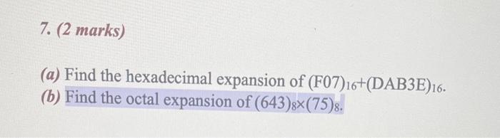 Solved (a) Find the hexadecimal expansion of | Chegg.com