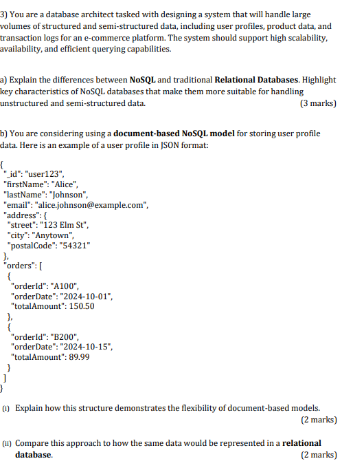 Solved 3) ﻿You are a database architect tasked with | Chegg.com