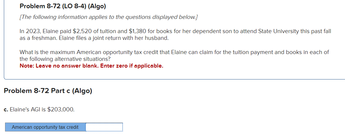 Solved Problem 8-72 (LO 8-4) (Algo)[The following | Chegg.com