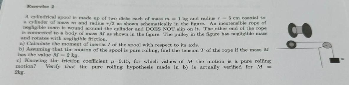Solved Excercise 2A cylindrical spool is made up of two | Chegg.com