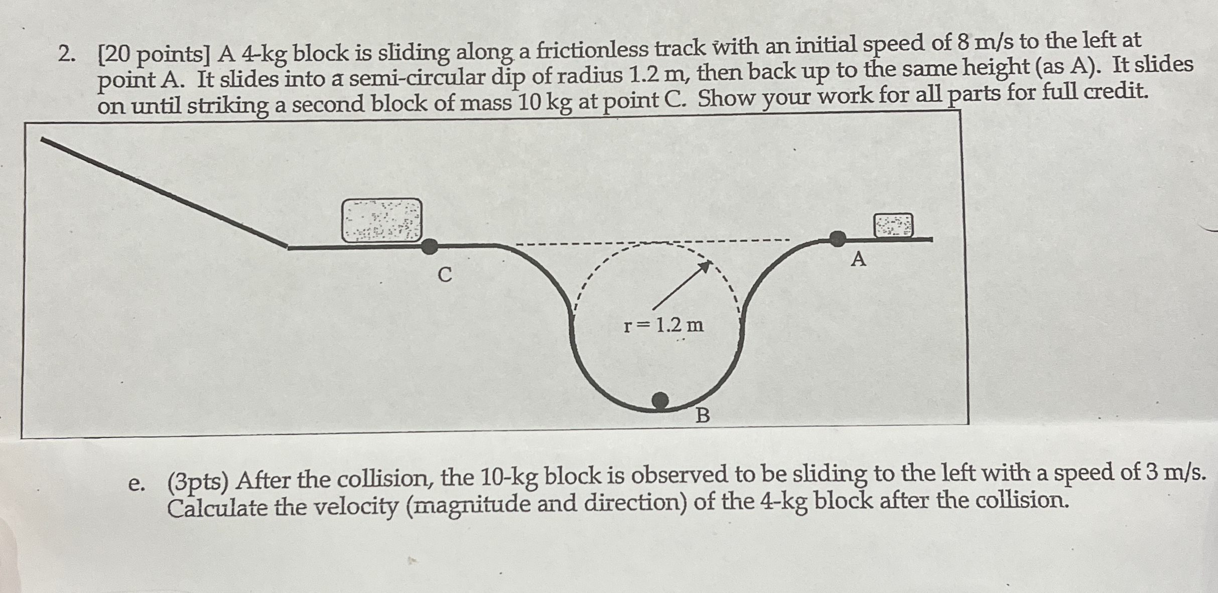 Solved [20 ﻿points] ﻿A 4-kg ﻿block is sliding along a | Chegg.com