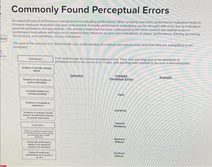 Solved Commonly Found Perceptual Errors First, read through | Chegg.com