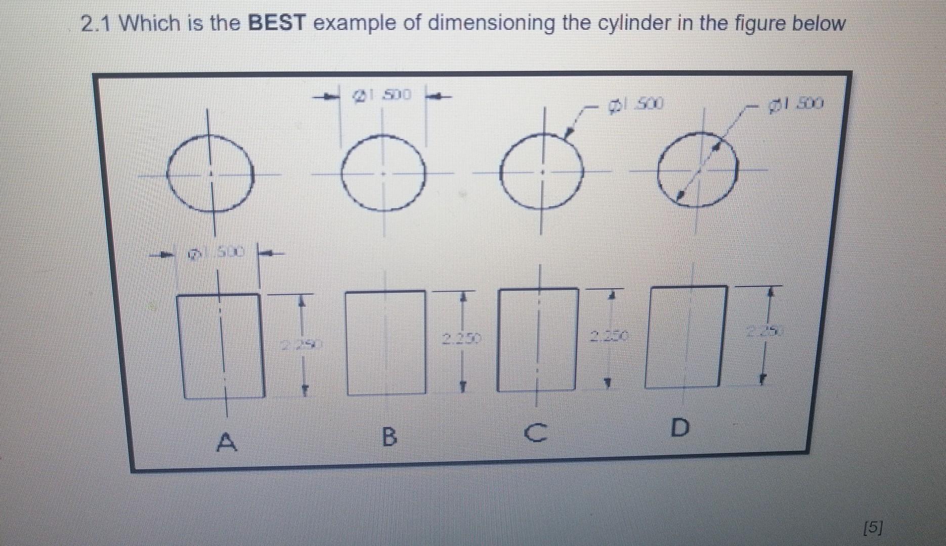 Solved 2.1 Which is the BEST example of dimensioning the | Chegg.com
