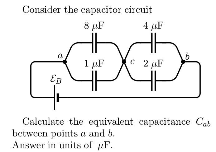 Solved Consider the capacitor circuit 8 μF 4 με a EB 1 μF c | Chegg.com
