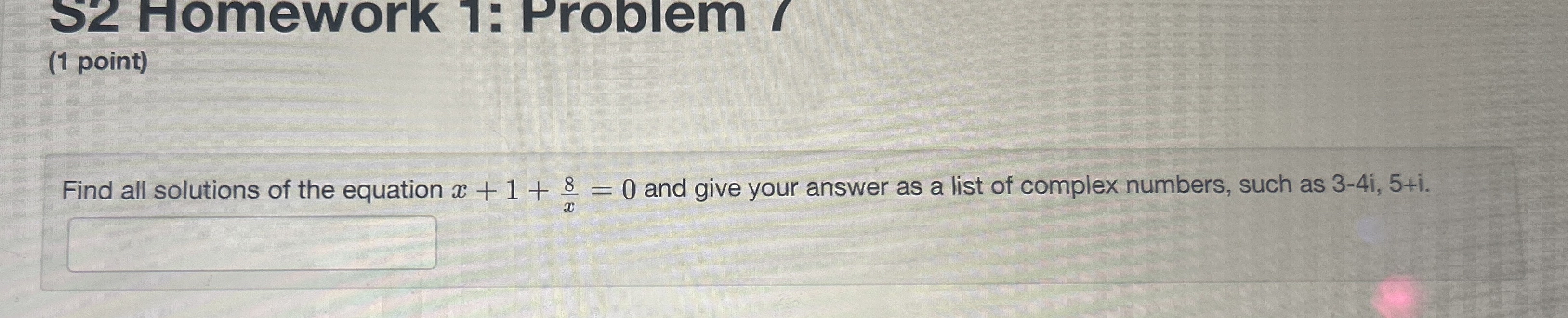Solved (1 ﻿point)Find all solutions of the equation x 1 8x=0 | Chegg.com