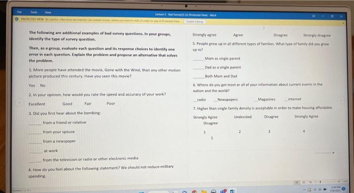 the following are addiotional examples of bad surveys | Chegg.com