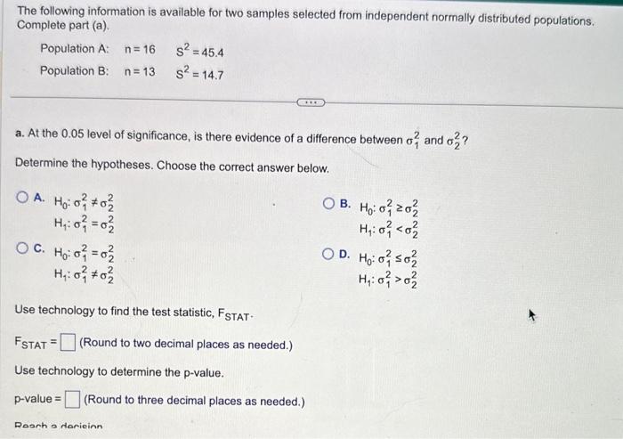 Solved The following information is available for two | Chegg.com
