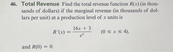 Solved 46. Total Revenue Find the total revenue function | Chegg.com