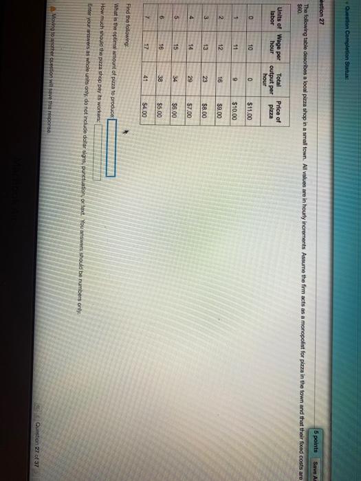 Solved Question Completion Status estion 27 5 points Save A | Chegg.com Solved Question Completion Status estion 27 5 points Save A | Chegg.com