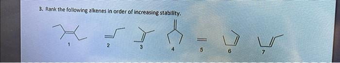 Solved 3. Rank the following alkenes in order of increasing | Chegg.com