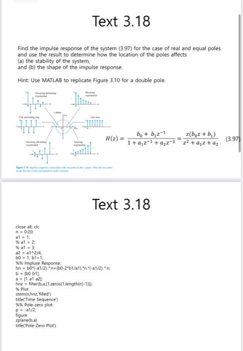 Solved Text 3.18 Find the impulse response of the system | Chegg.com