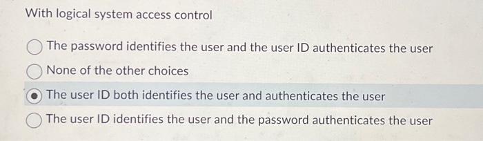 Solved With logical system access control The password | Chegg.com