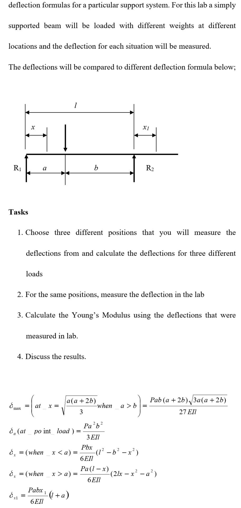 deflection formulas for a particular support system. | Chegg.com