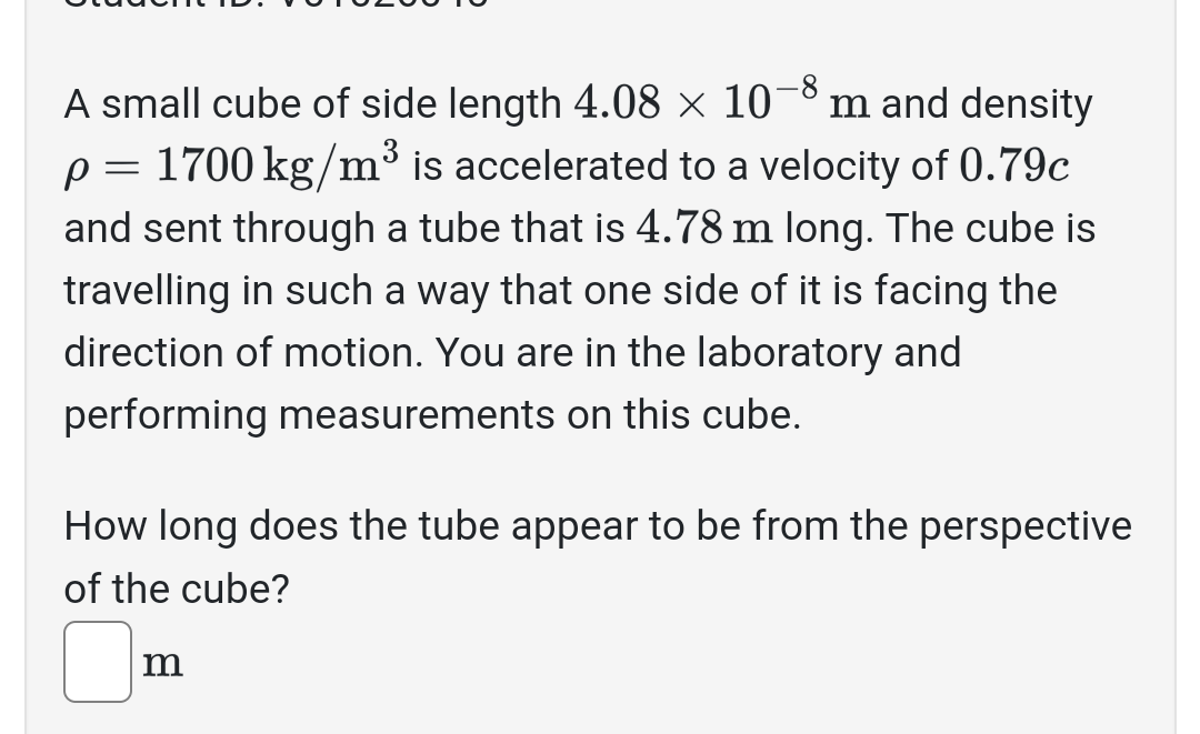 Solved A small cube of side length 4.08×10-8m ﻿and density | Chegg.com