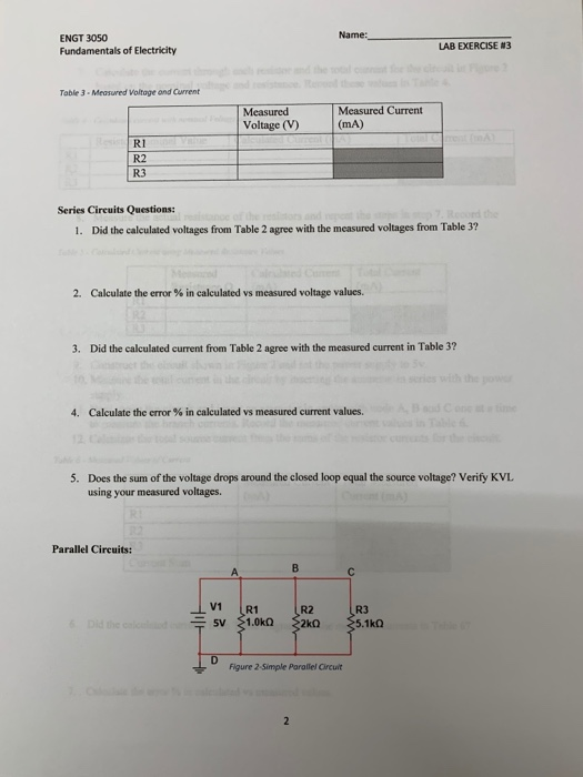 Solved Name: ENGT 3050 Fundamentals of Electricity LAB | Chegg.com