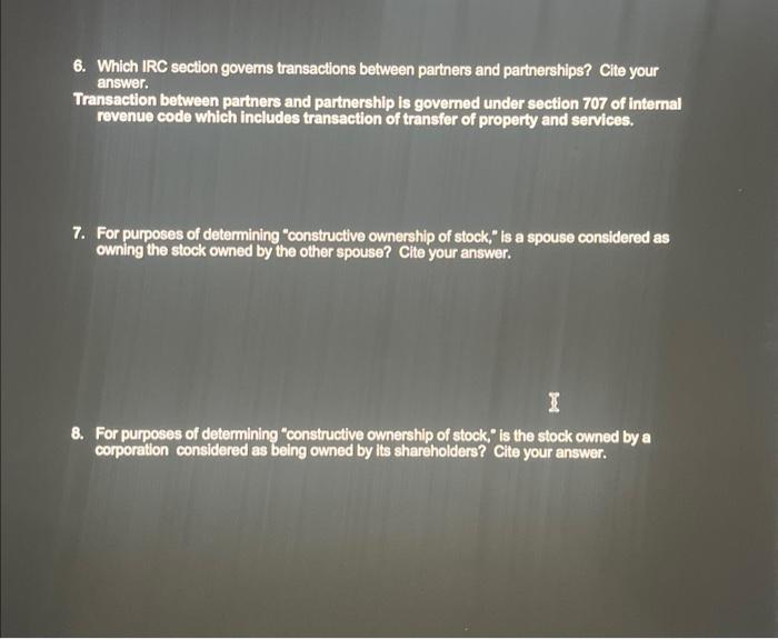 Solved IRC and Requlations Assionment Related Parties | Chegg.com