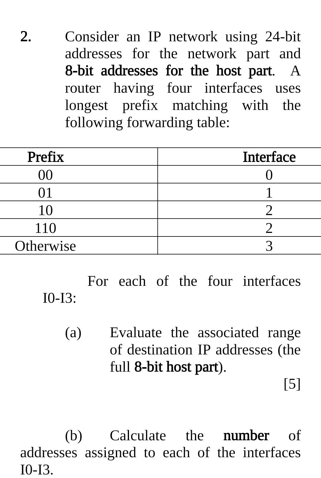 Solved 2. Consider an IP network using 24-bit addresses for | Chegg.com