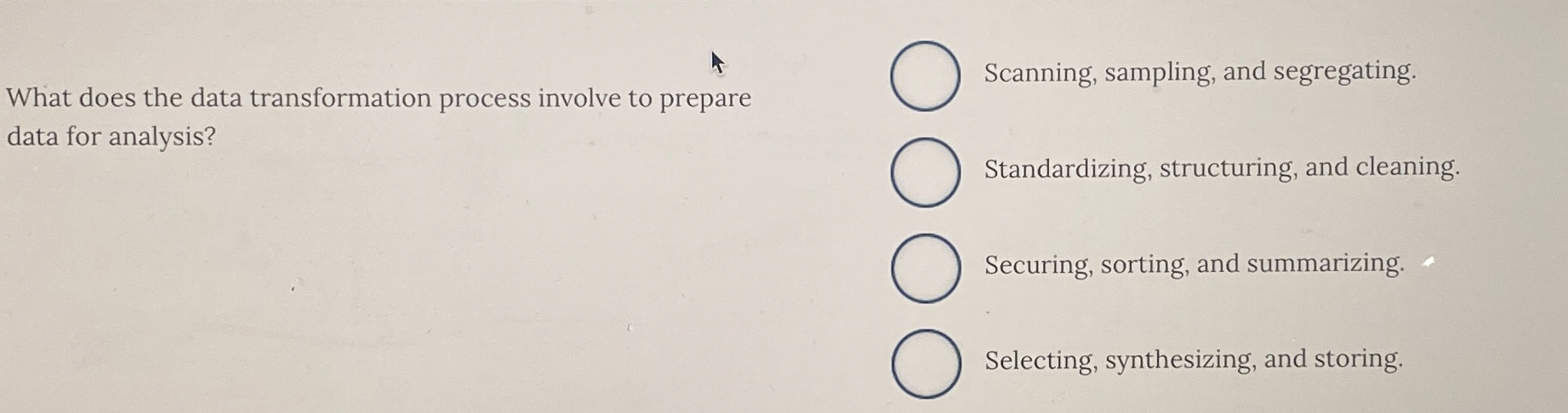 Solved What does the data transformation process involve to | Chegg.com