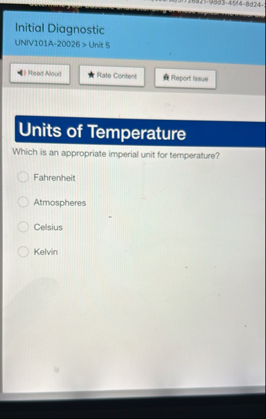 Solved Initial DiagnosticUNIV101A-20026 > ﻿Unit 5Units of | Chegg.com