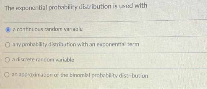 Solved The exponential probability distribution is used with | Chegg.com