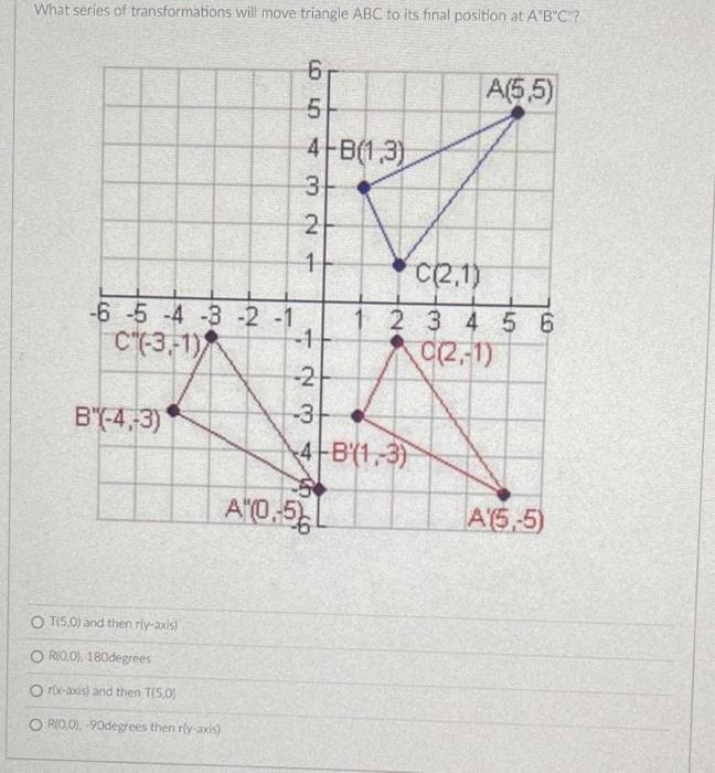 Solved What series of transformations will move triangle ABC | Chegg.com