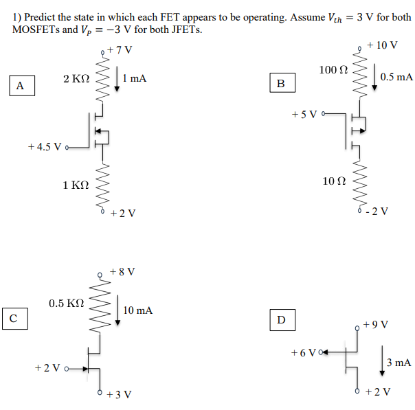 Solved Predict the state in which each FET appears to be | Chegg.com