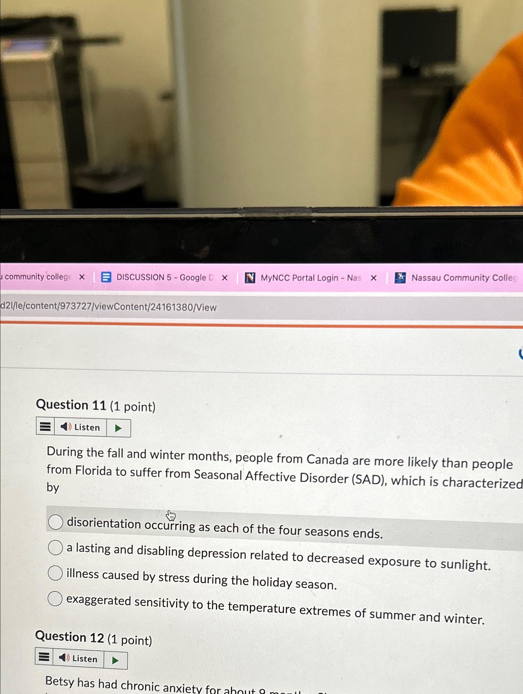 Solved Question 11 (1 ﻿point)ListenDuring the fall and | Chegg.com