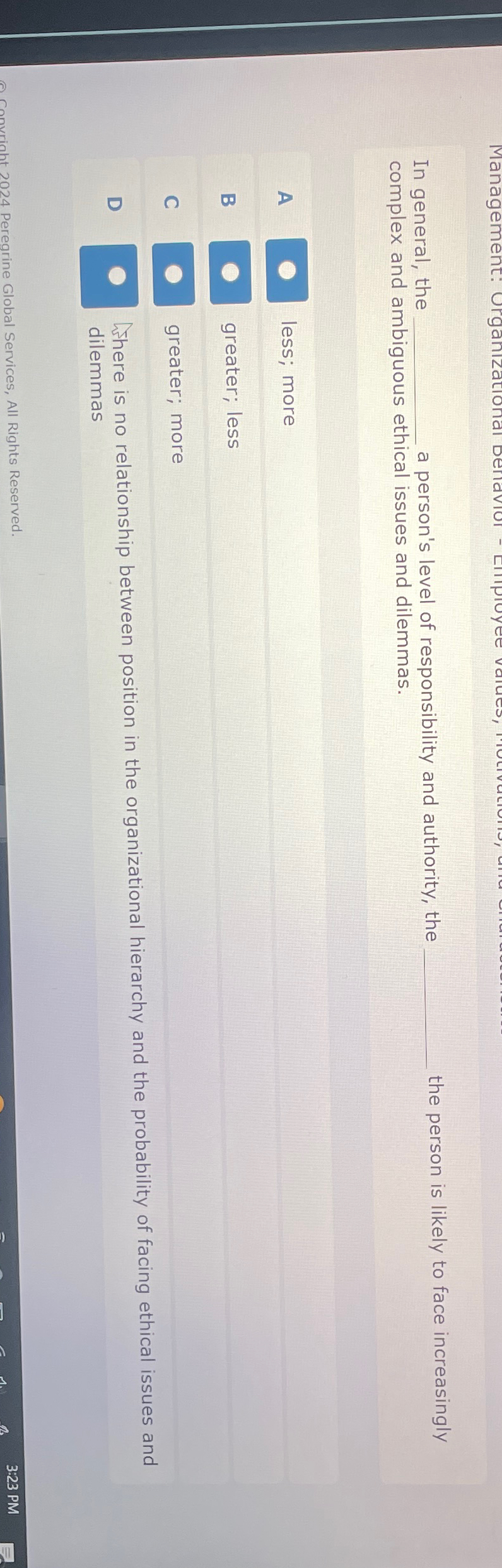 Solved In general, the a person's level of responsibility | Chegg.com