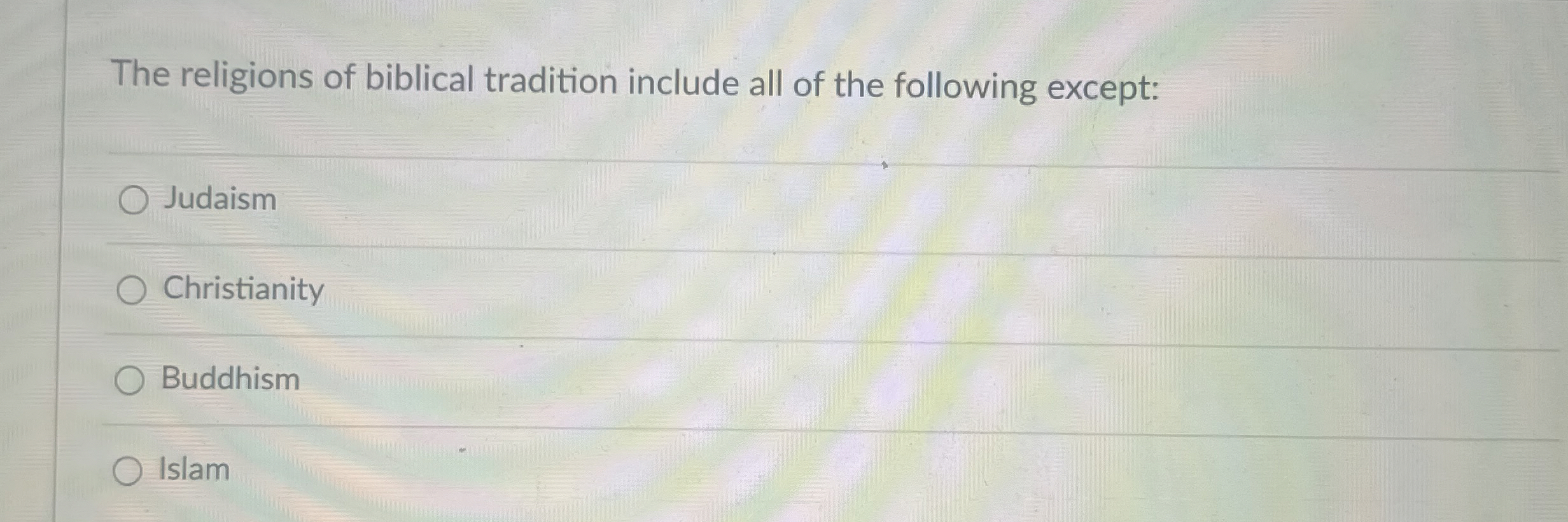 Solved The religions of biblical tradition include all of | Chegg.com