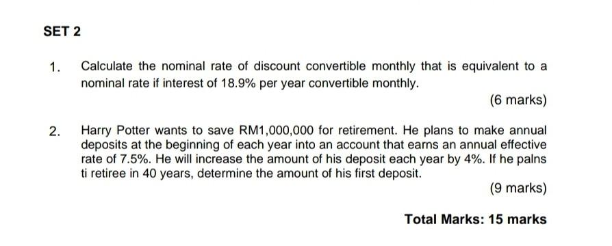 Solved 1. Calculate the nominal rate of discount convertible | Chegg.com