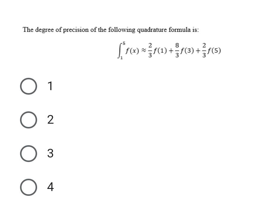 Solved The degree of precision of the following quadrature | Chegg.com
