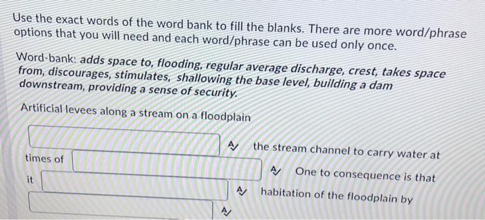 Solved Use the exact words of the word bank to fill the | Chegg.com