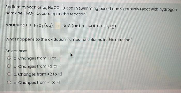 Solved Sodium hypochlorite, Naoci, (used in swimming pools) | Chegg.com