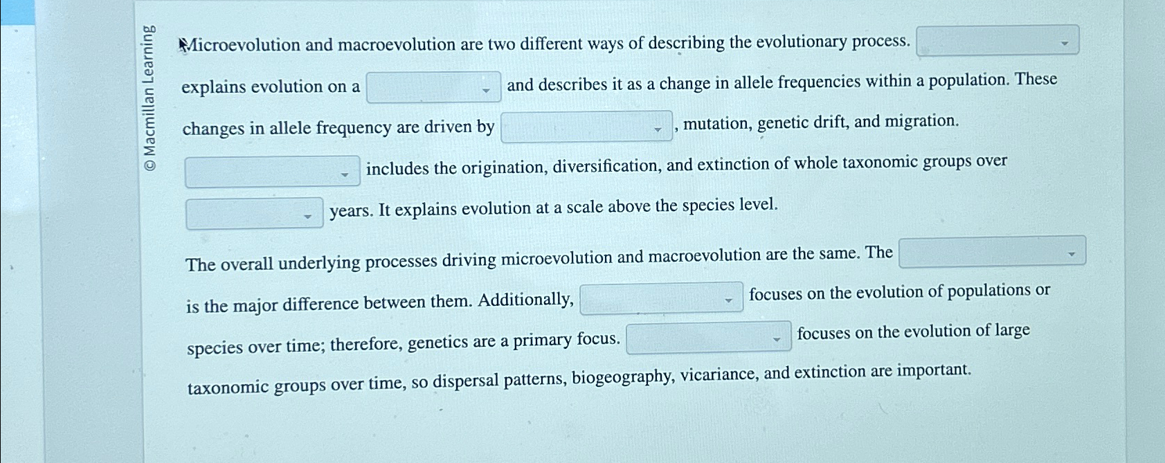 Solved Microevolution and macroevolution are two different | Chegg.com