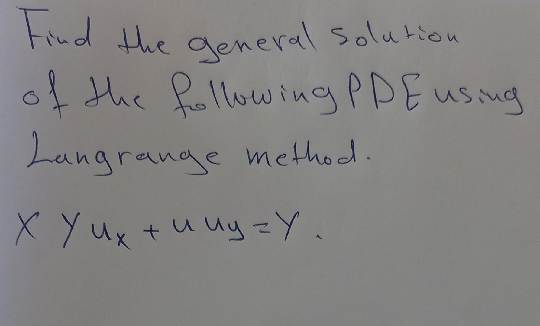 Solved Find the general solution of the following PDE using | Chegg.com