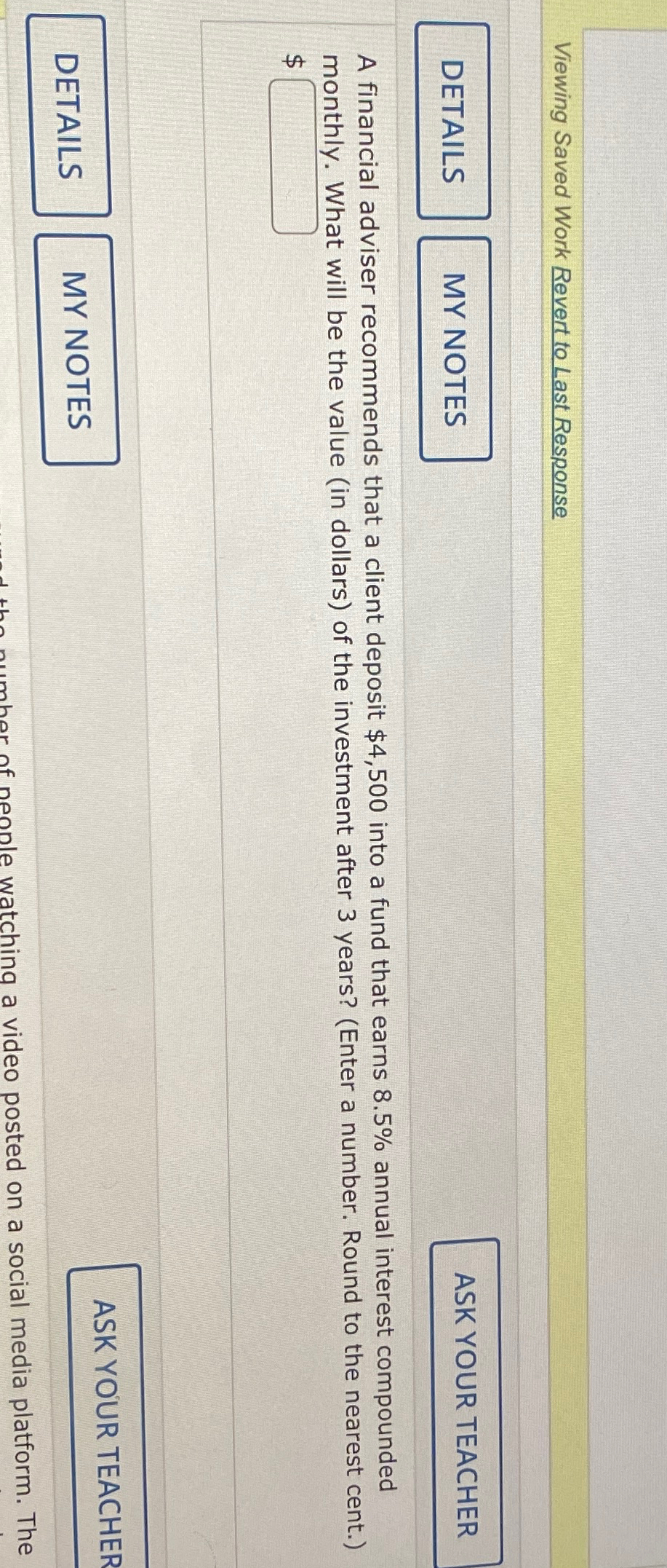 Solved Viewing Saved Work Revert to Last ResponseA financial | Chegg.com